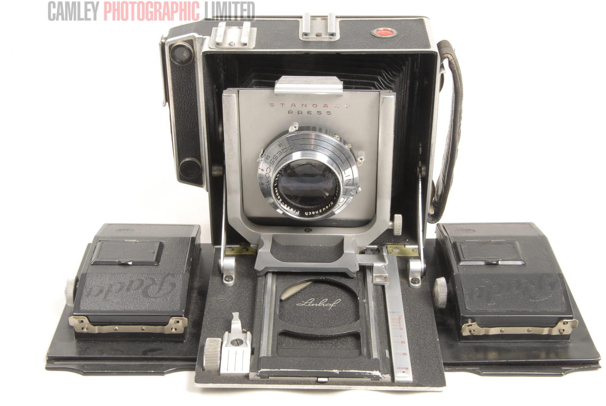 Linhof Press Camera w/f3.8 135mm Xenar Lens & RF Cam. Graded: EXC ...