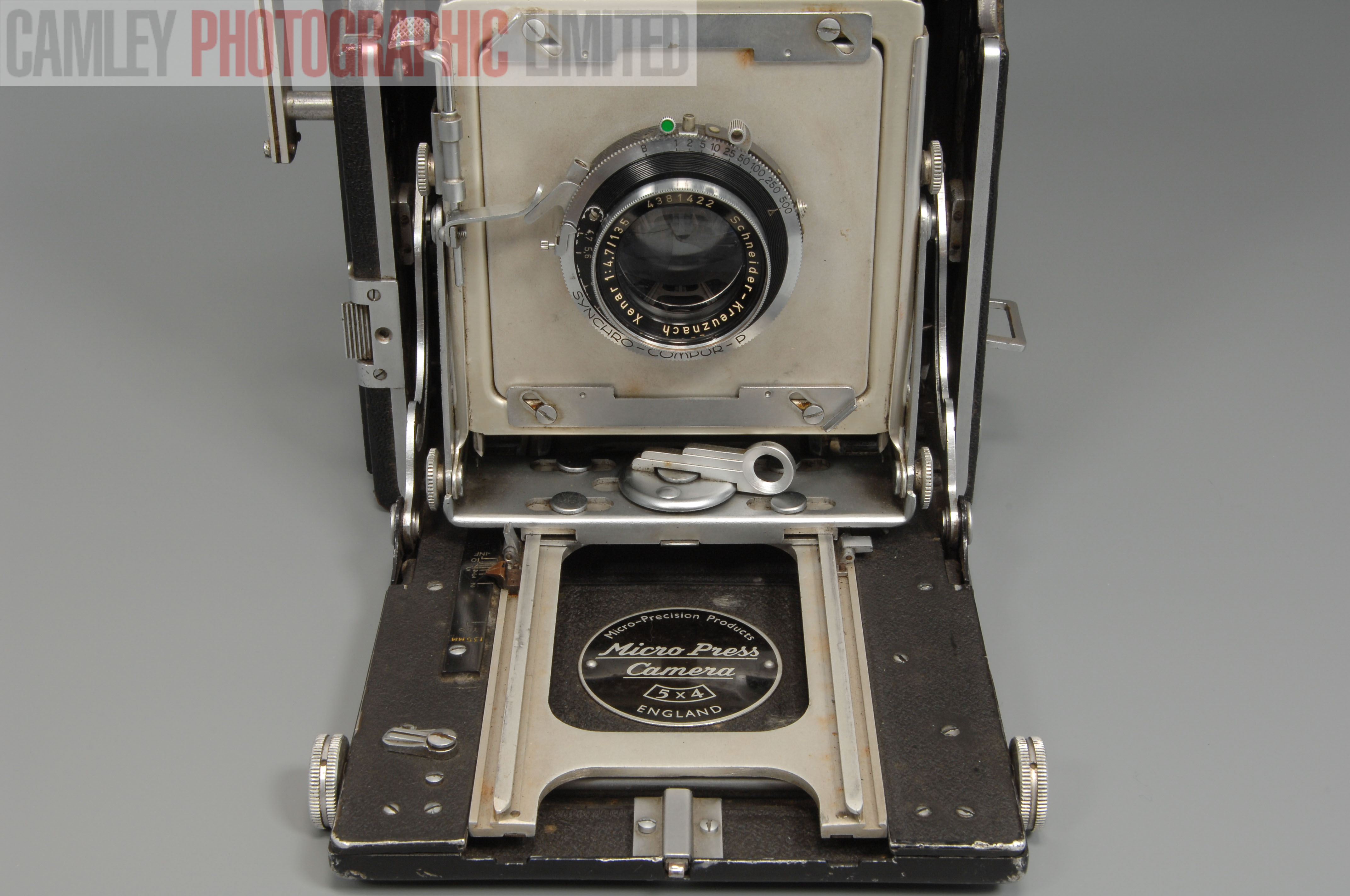MPP Micro-Press 4×5 Press Camera w/ 135mm 4.7 Xenar Lens. Graded: EXC+ ...